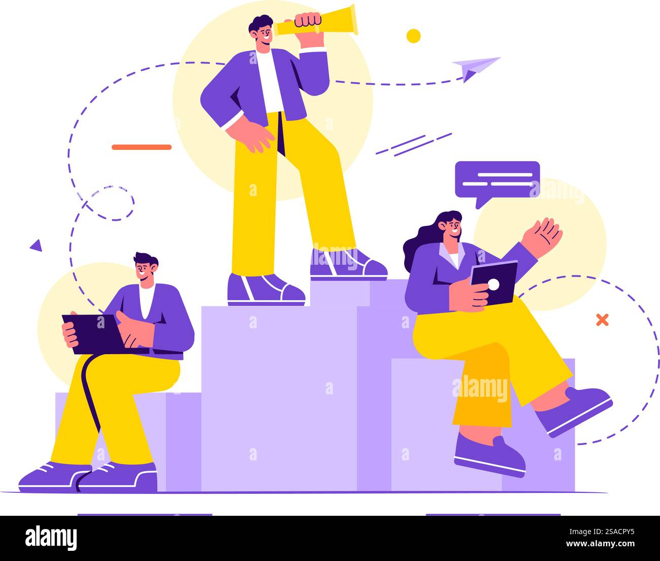 Business Leadership Vector Illustration with A Businessman Leader ...