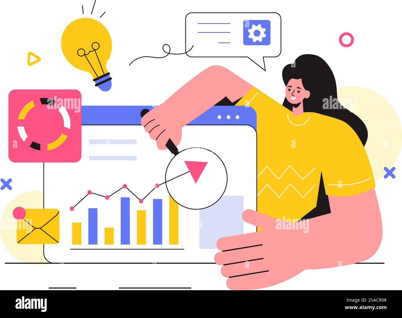 Market Research and Analysis Vector Illustration with Team Management ...