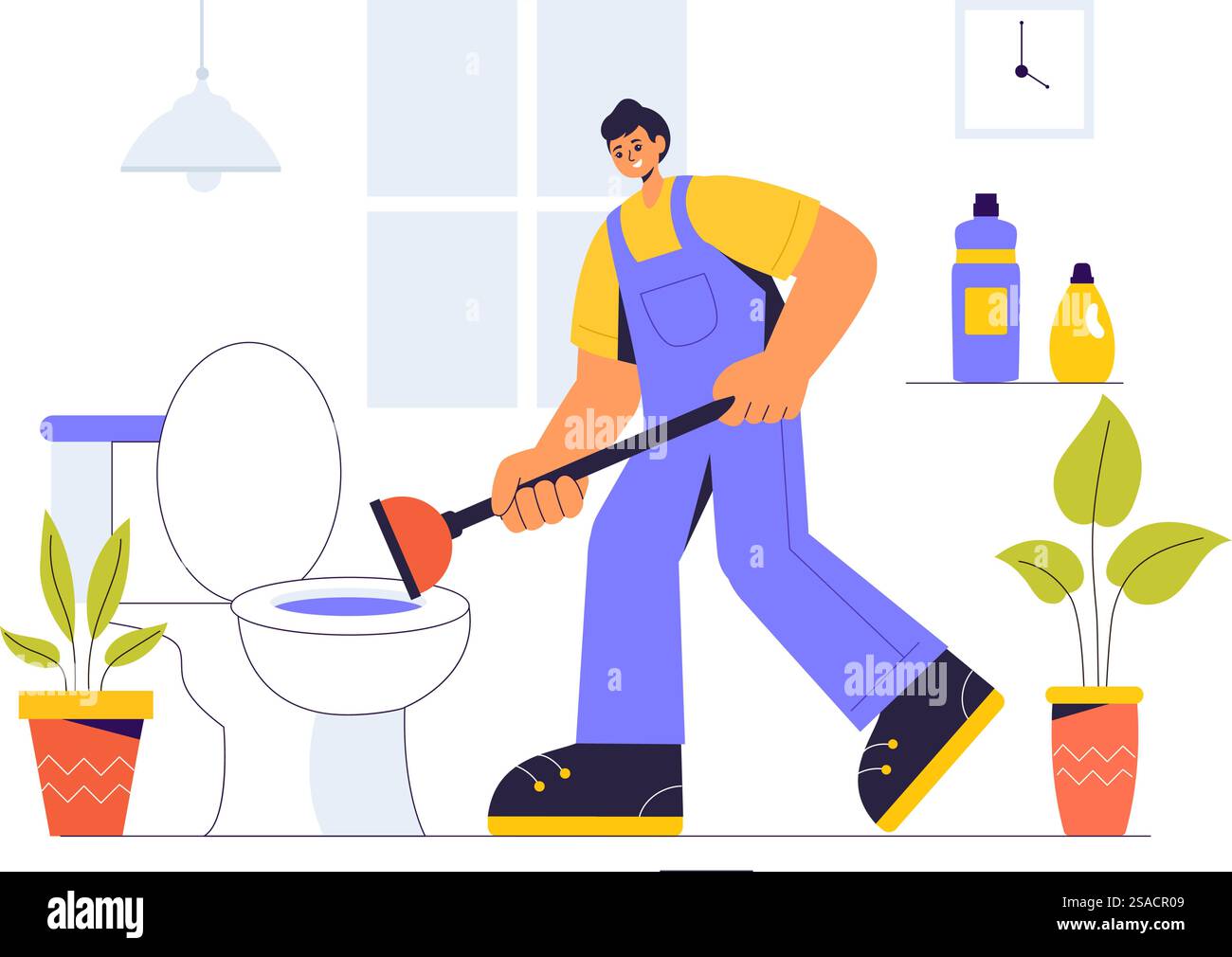 Vector Illustration of a Home Service Team featuring Cleaners ...