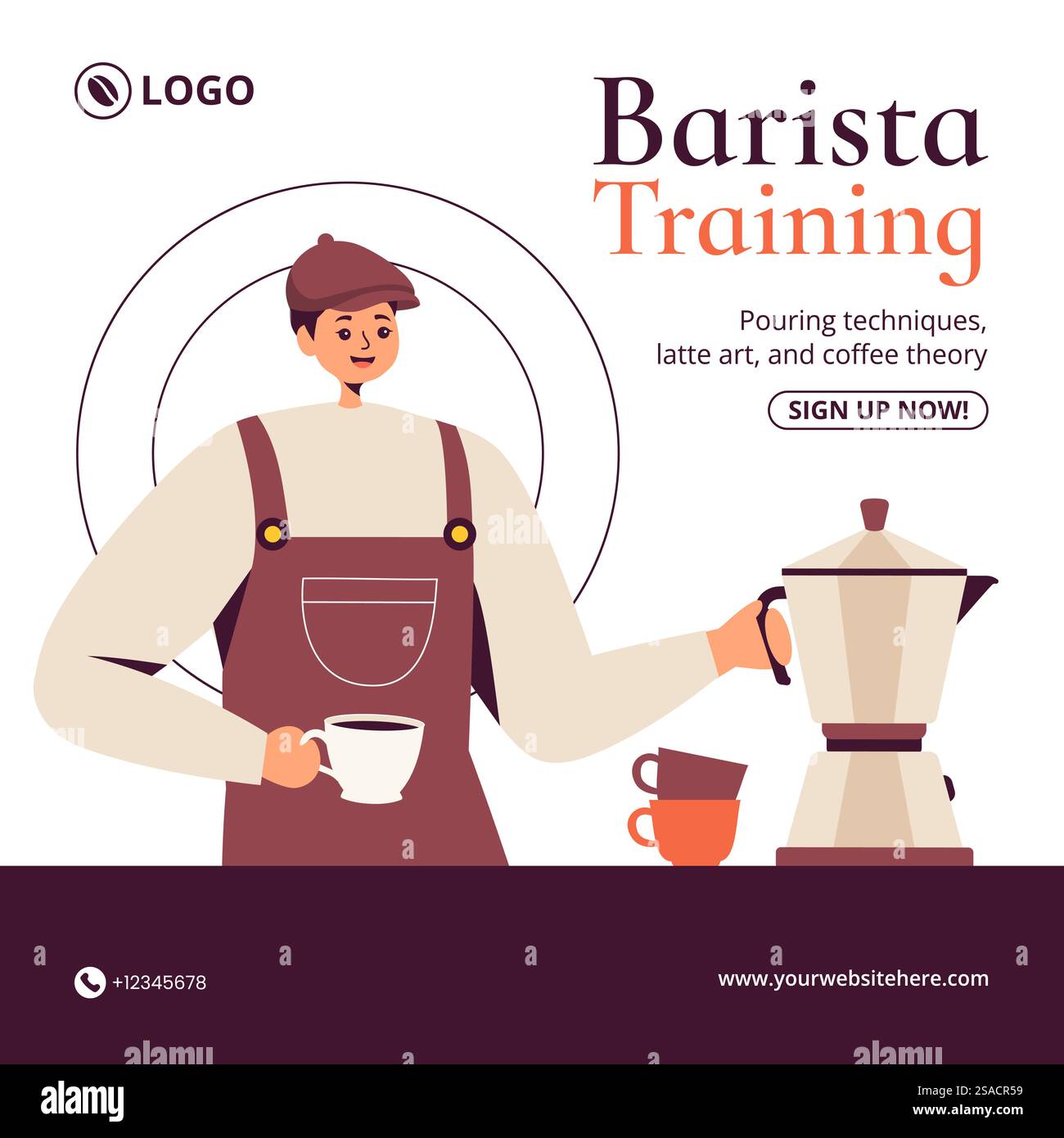 Barista Social Media Illustration Flat Cartoon Hand Drawn Templates ...