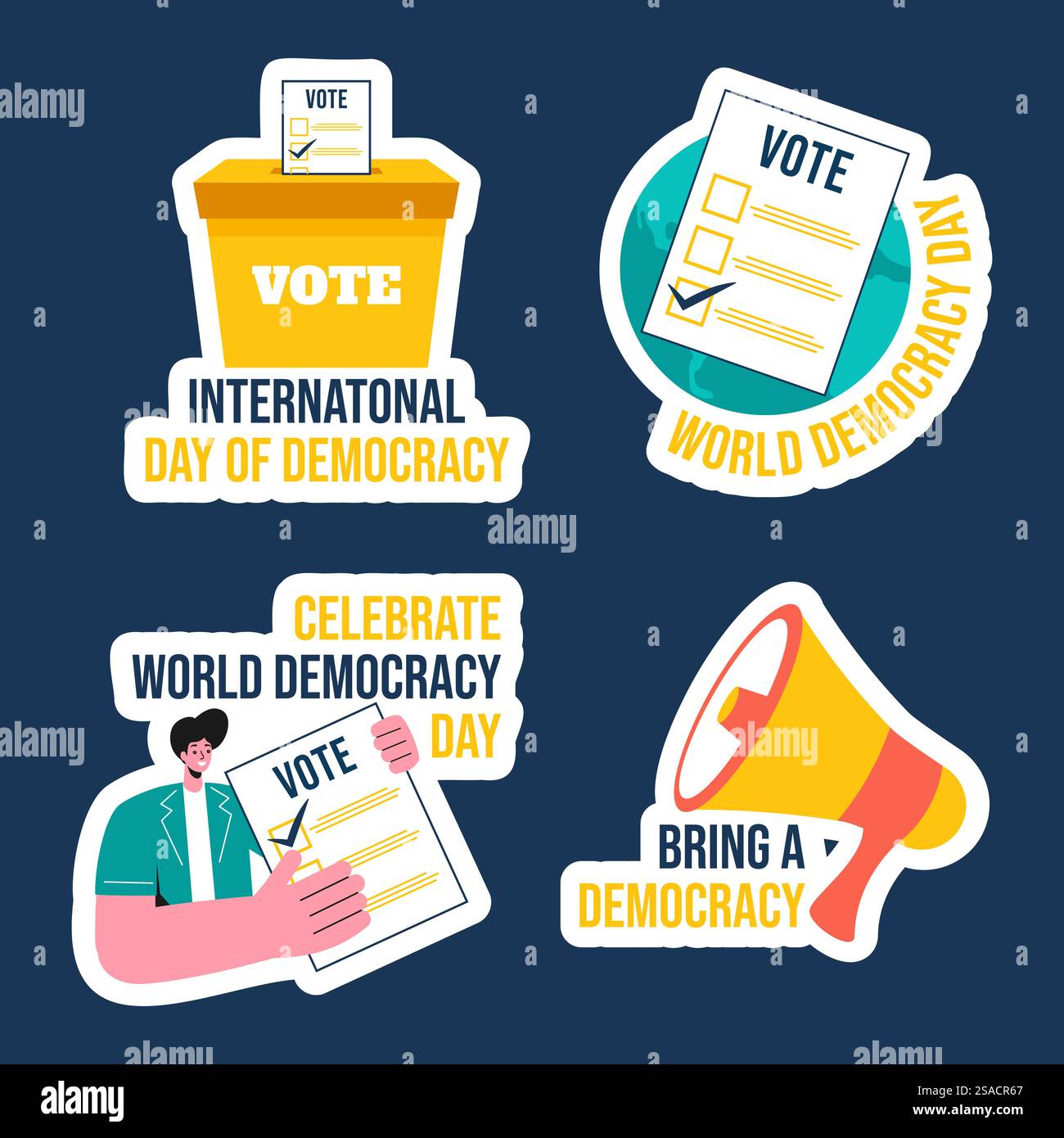 Democracy Day Label Flat Cartoon Hand Drawn Templates Background ...