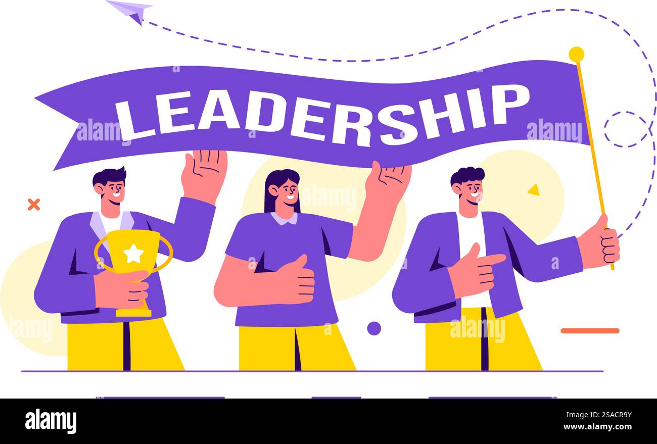 Business Leadership Vector Illustration with A Businessman Leader ...