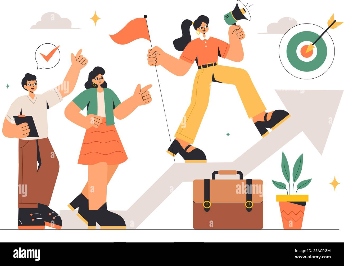 Vector Illustration of Women Leaders in Business, featuring a Female ...