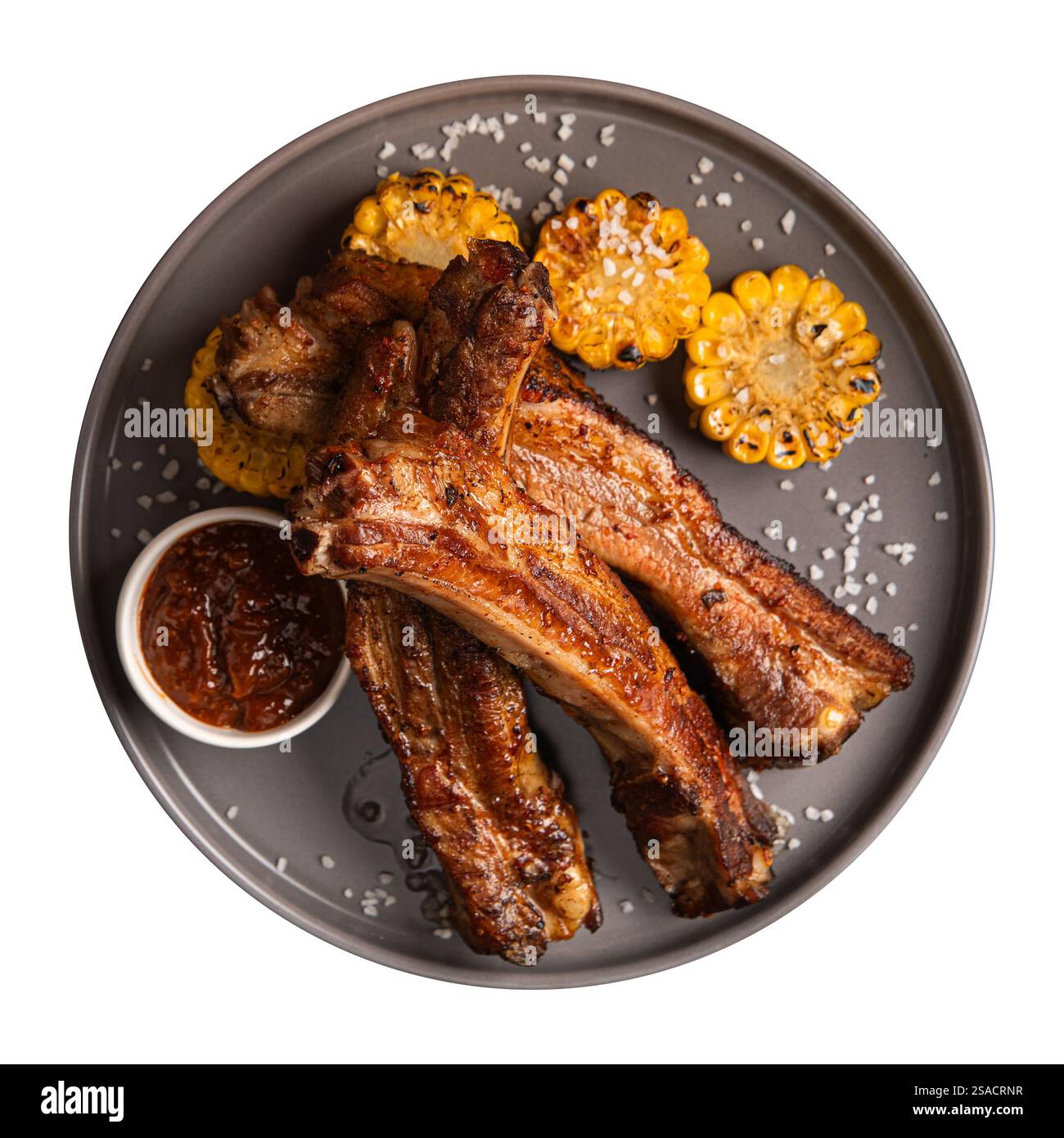 Grilled german traditional pork ribs with corn Stock Photo - Alamy