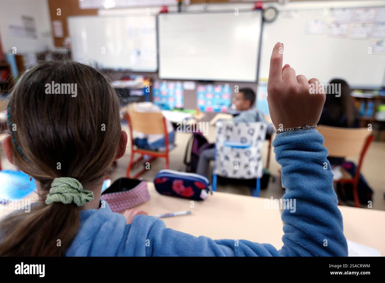 Primary school classroom during a lesson. France Stock Photo - Alamy