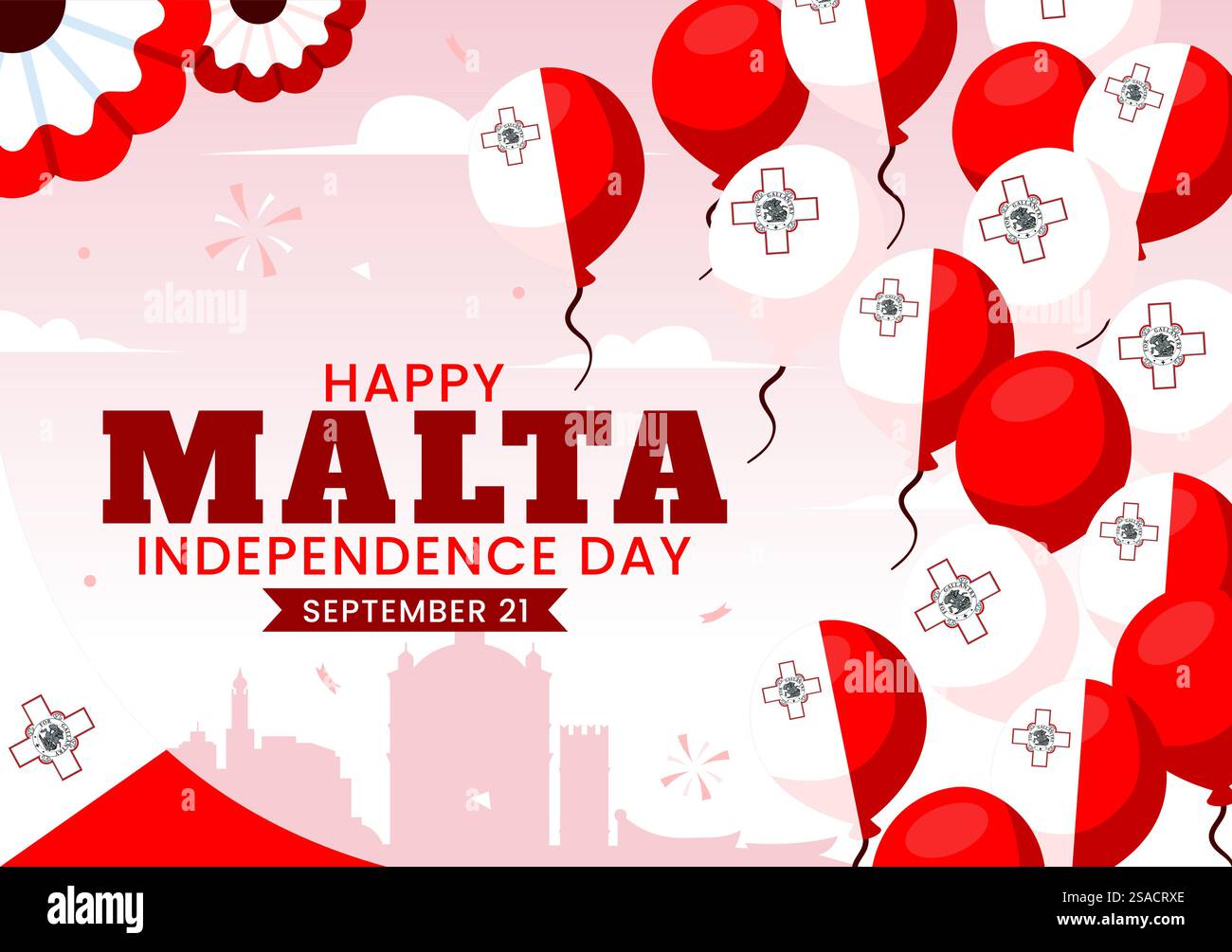 Happy Independence Day of Malta Vector Illustration Celebrating 21st ...