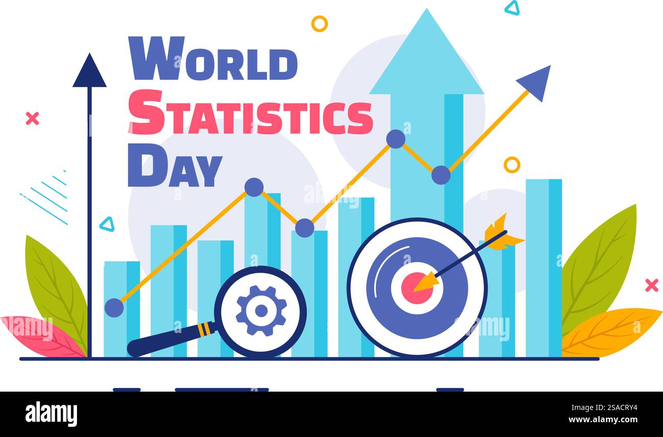 National Statistics Day Vector Illustration Featuring Data Calculation ...