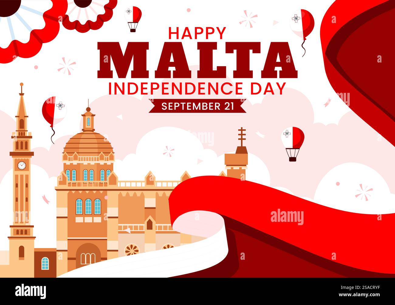Happy Independence Day of Malta Vector Illustration Celebrating 21st ...