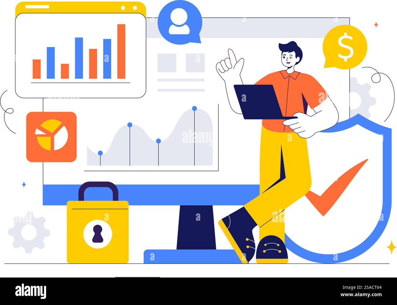 Cyber Threat Analysis Vector Illustration Featuring Vulnerability