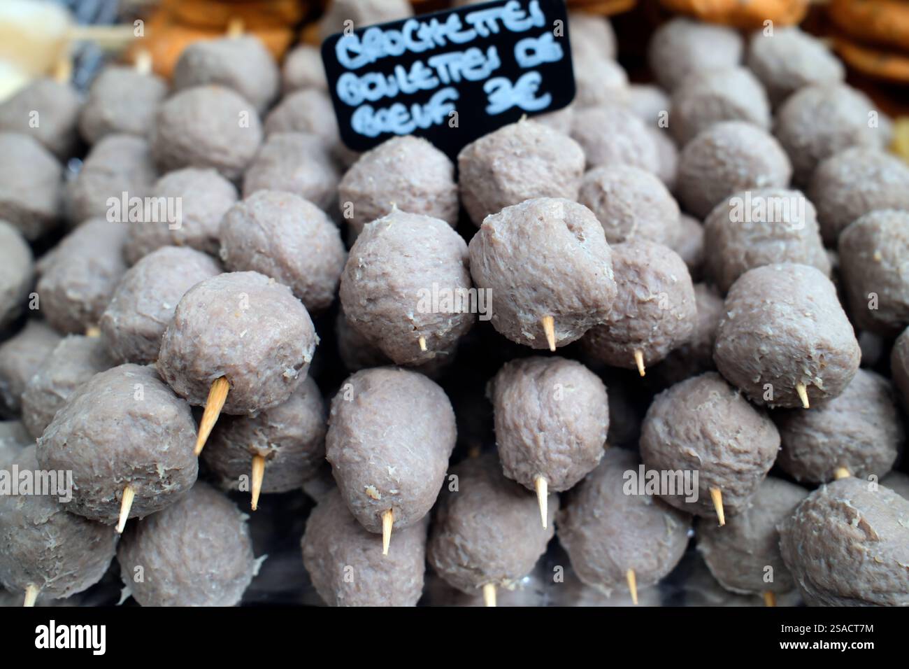 Asian specialty food markets. Beef skewers. Paris. France Stock Photo ...