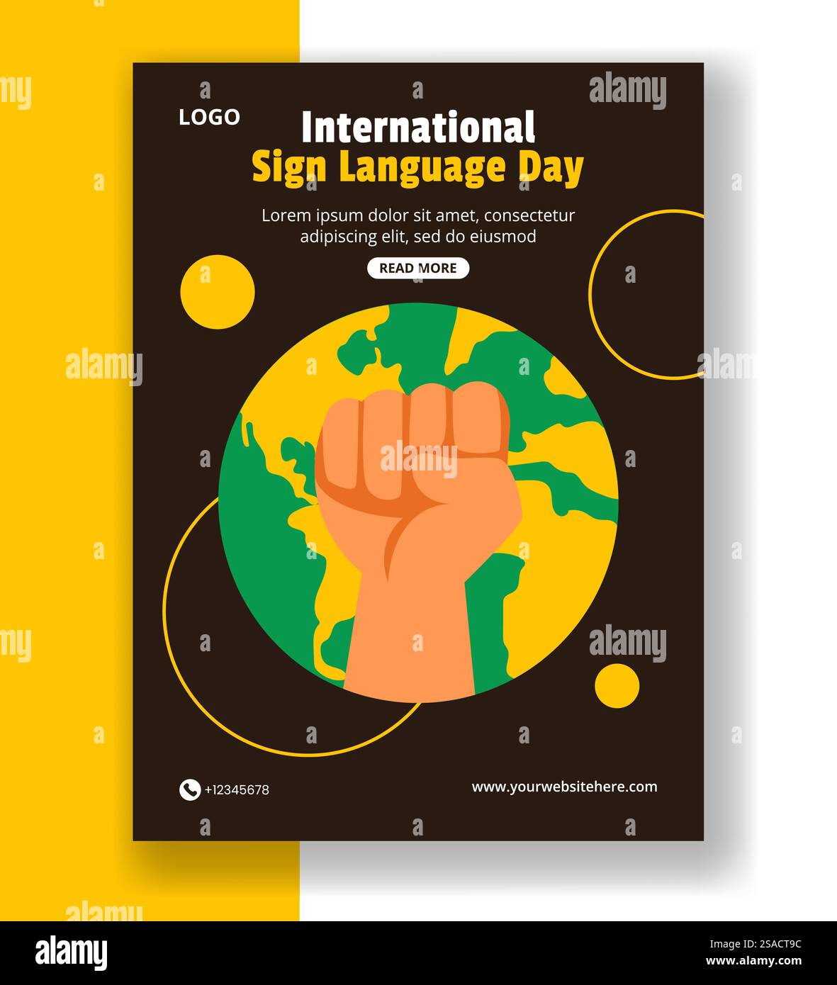 Day of Sign Languages Vertical Poster Flat Cartoon Hand Drawn Templates ...