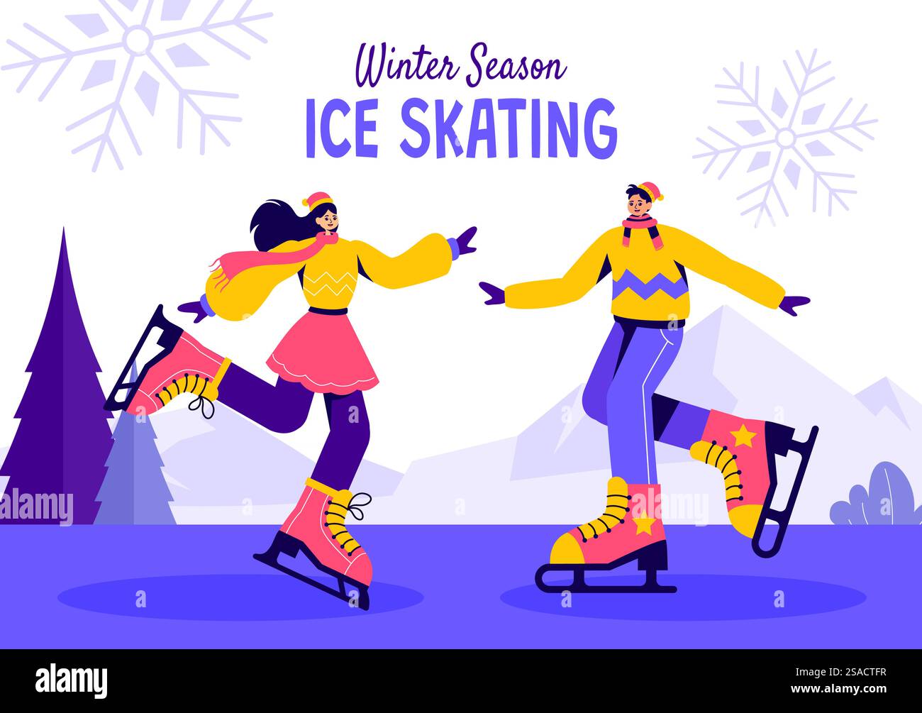 Ice Skating Social Media Illustration Flat Cartoon Hand Drawn Templates ...