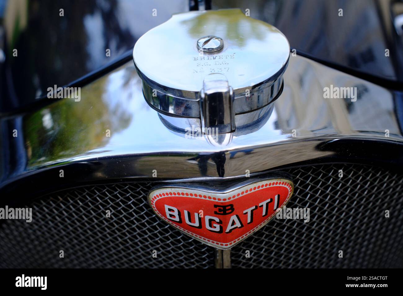 1929 two-seater Bugatti Type 35B. Detail of the original engine. France ...
