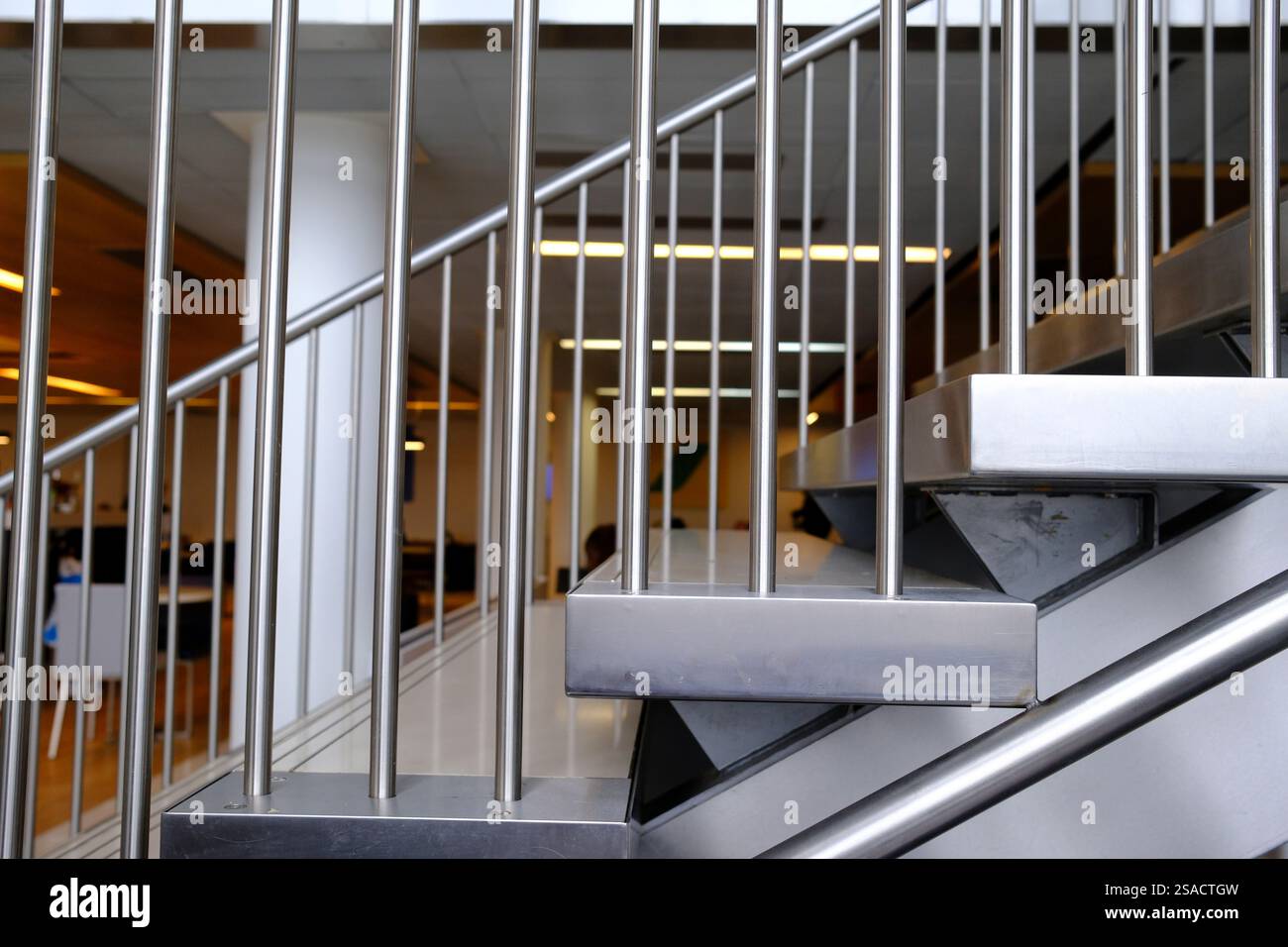 Metal staircase in an airport. Roissy. France Stock Photo - Alamy