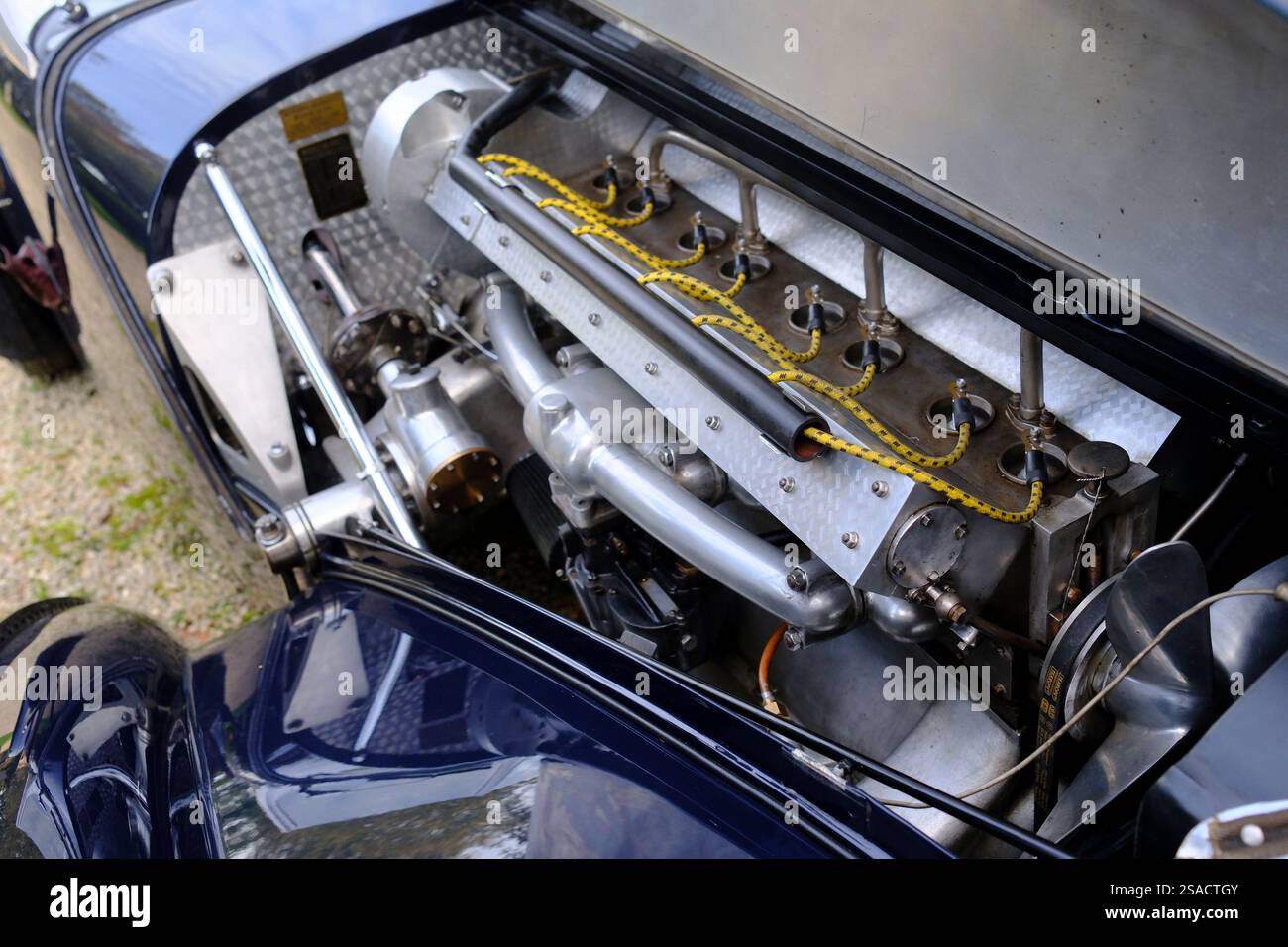 1929 two-seater Bugatti Type 35B. Detail of the original engine. France ...