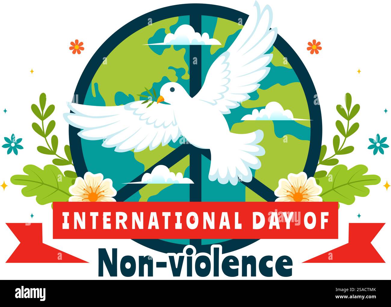 International Day of Non-Violence Vector Illustration on October 2nd, a ...