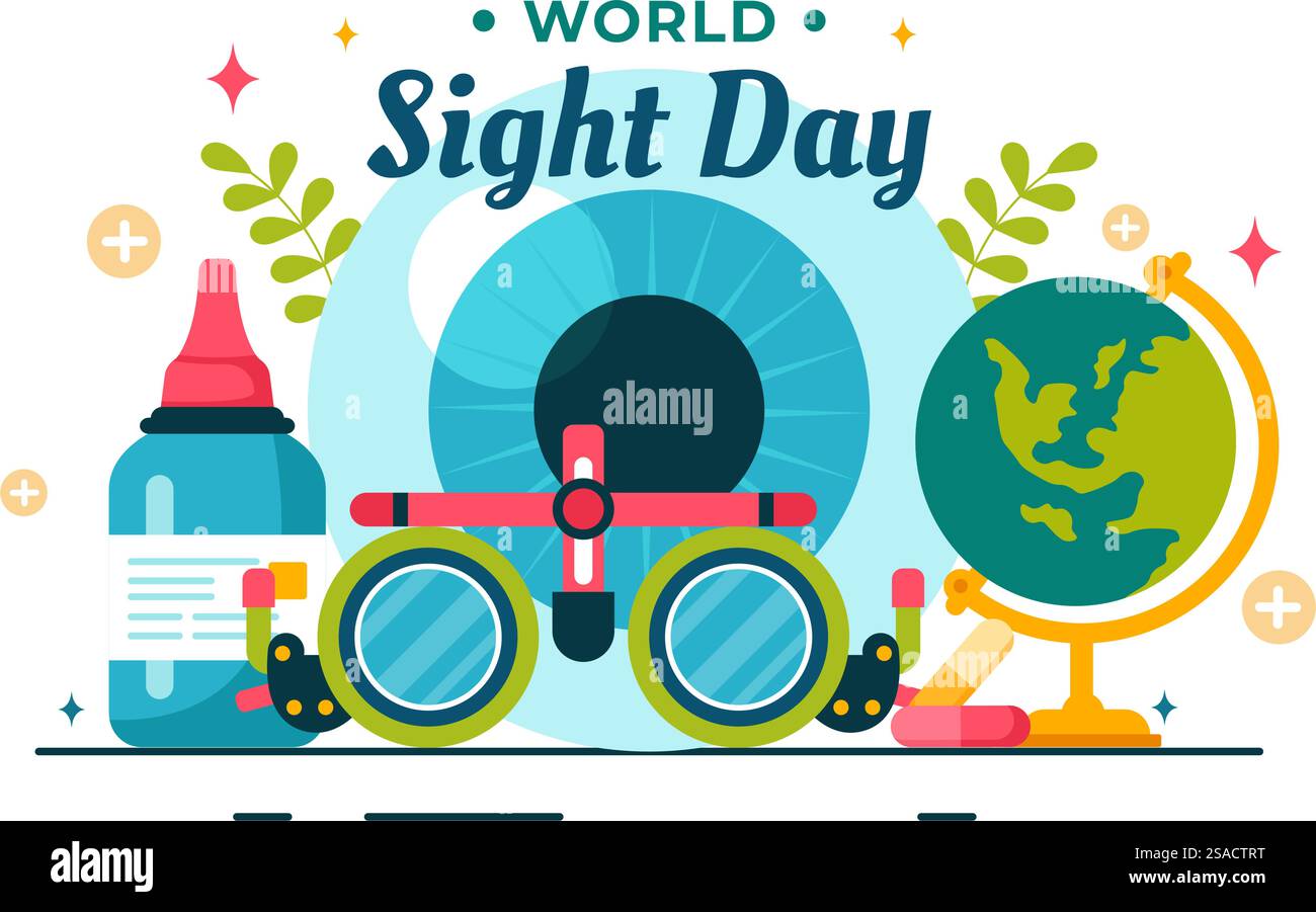 World Sight Day Vector Illustration for 10 October, featuring Vision ...