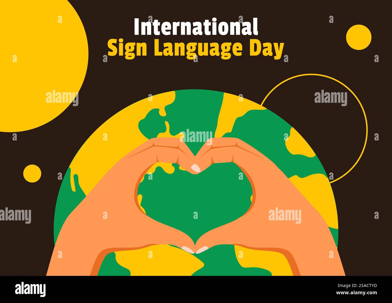 Day of Sign Languages Social Media Background Flat Cartoon Hand Drawn ...