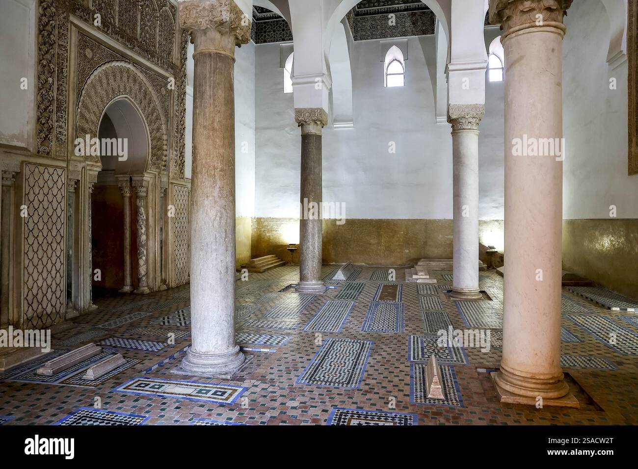 Saadian tombs, Marrakesh, Morocco.Chamber of the Twelve Columns ...