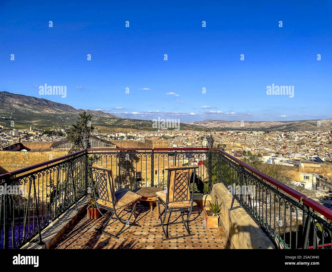 Terrasse on the roof of a riad in Fes, Morocco Stock Photo - Alamy