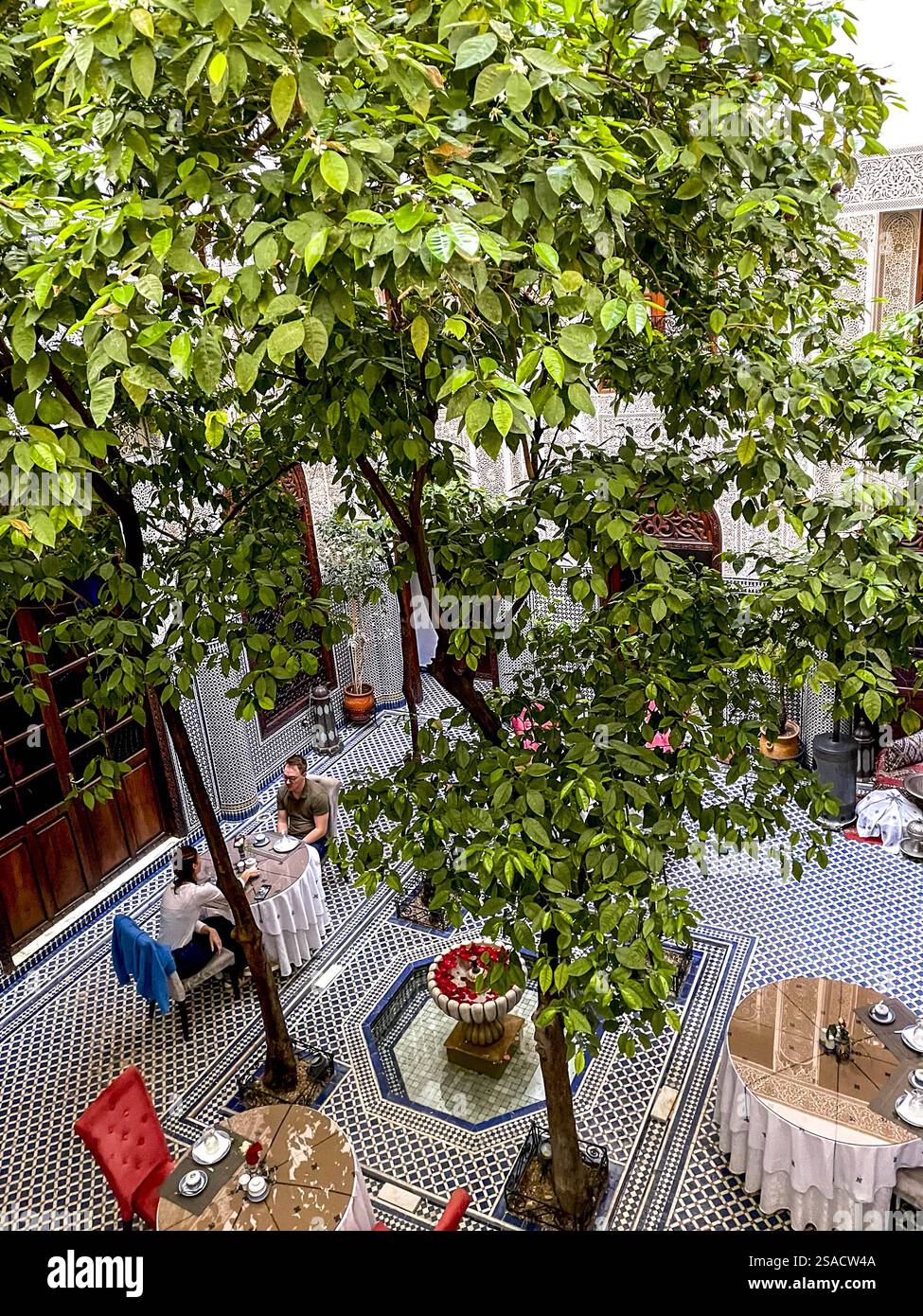 Courtyard of a riad in Fes, Morocco Stock Photo - Alamy