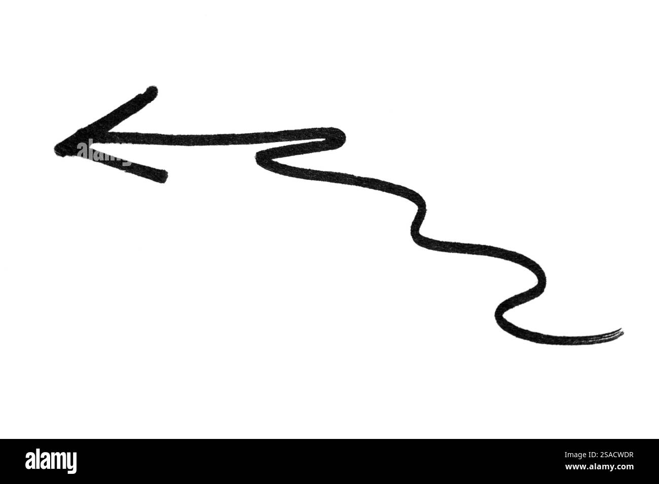 Winding black arrow is symbol of different paths Stock Photo - Alamy