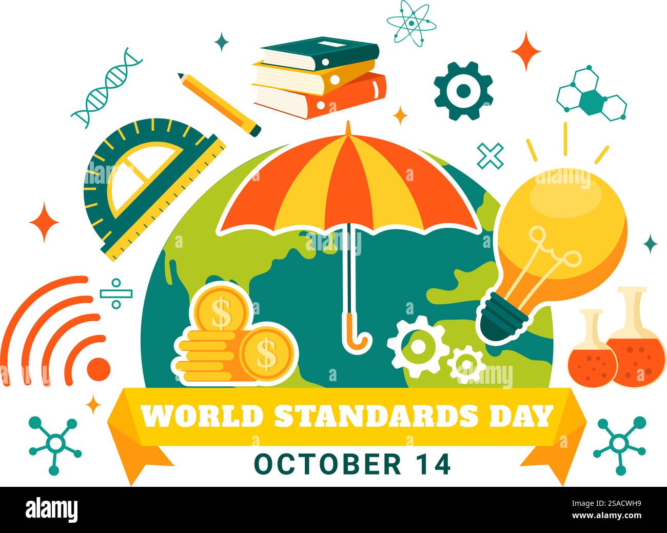 World Standards Day Vector Illustration on October 14 featuring a Globe ...