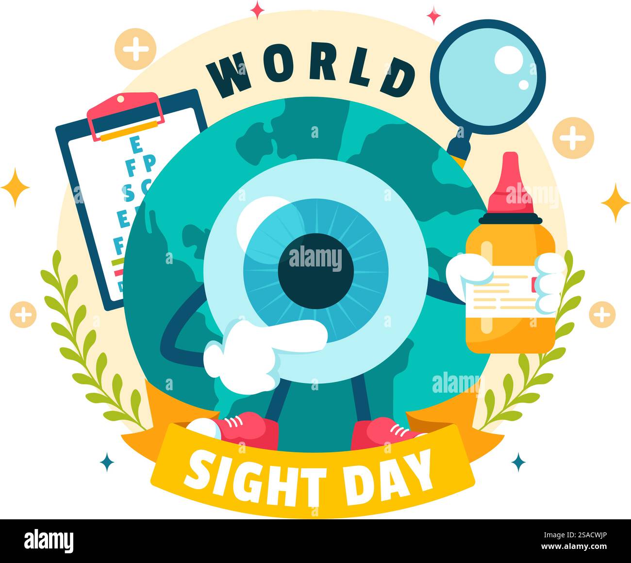 World Sight Day Vector Illustration for 10 October, featuring Vision ...