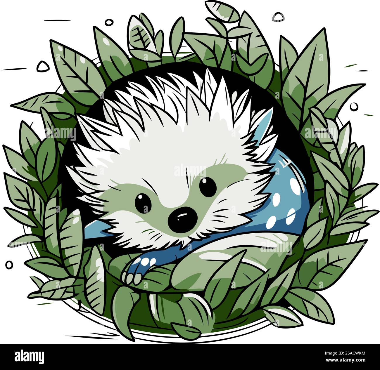 Cute hedgehog in a wreath of leaves. Vector illustration Stock Vector ...