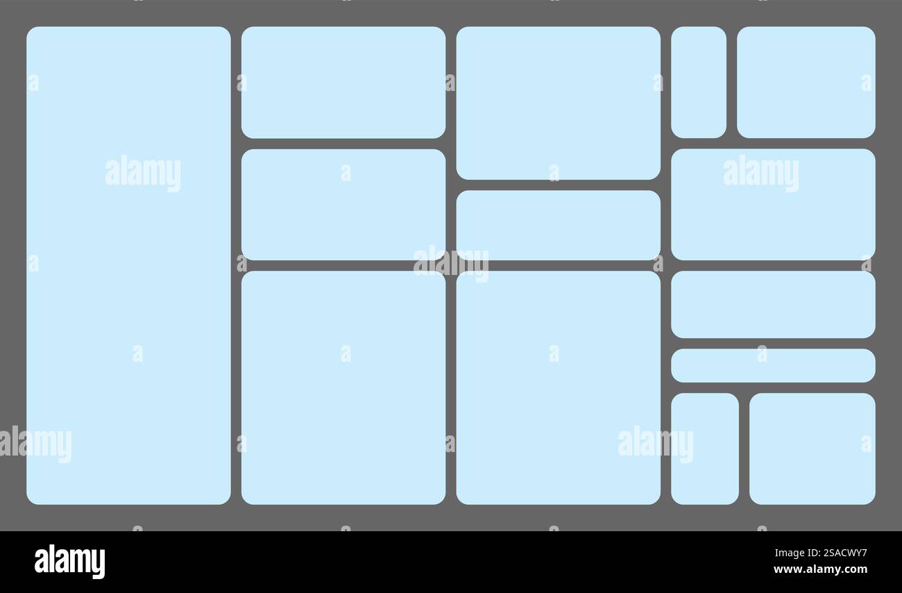 Dimensions 16x9 trendy bento grid layout style brick Ui UX templates ...