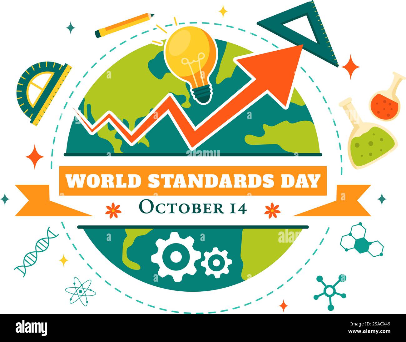 World Standards Day Vector Illustration on October 14 featuring a Globe ...