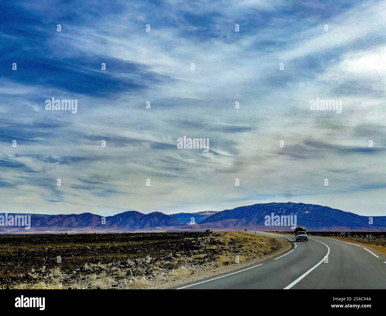Road and landscape in the Middle Atlas, Morocco Stock Photo - Alamy