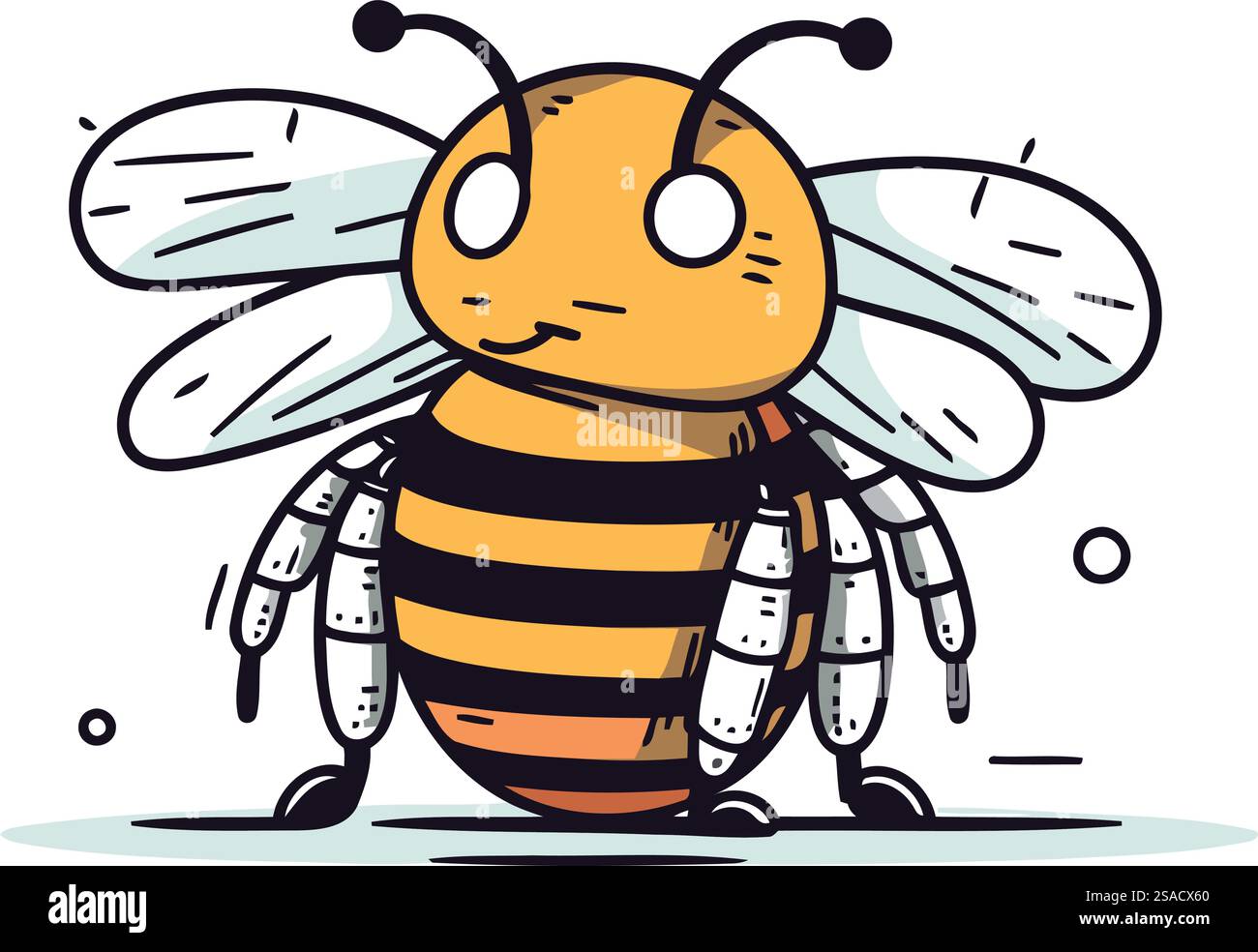 Cartoon cute bee. Vector illustration isolated on a white background ...