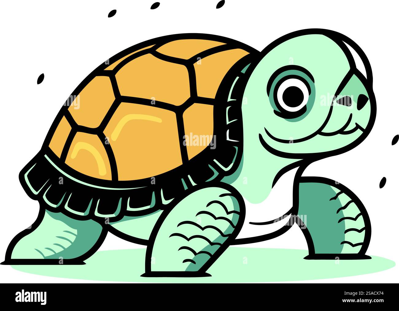 Cute baby turtle. Vector illustration in cartoon style on white ...