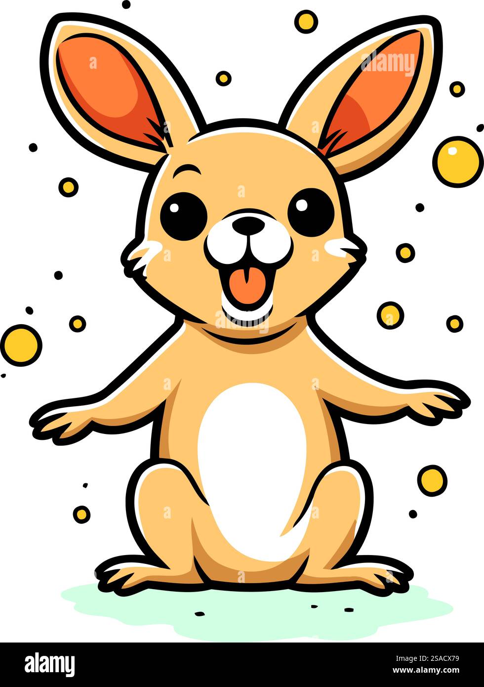 Cute cartoon hare sitting on the ground. Vector illustration Stock ...