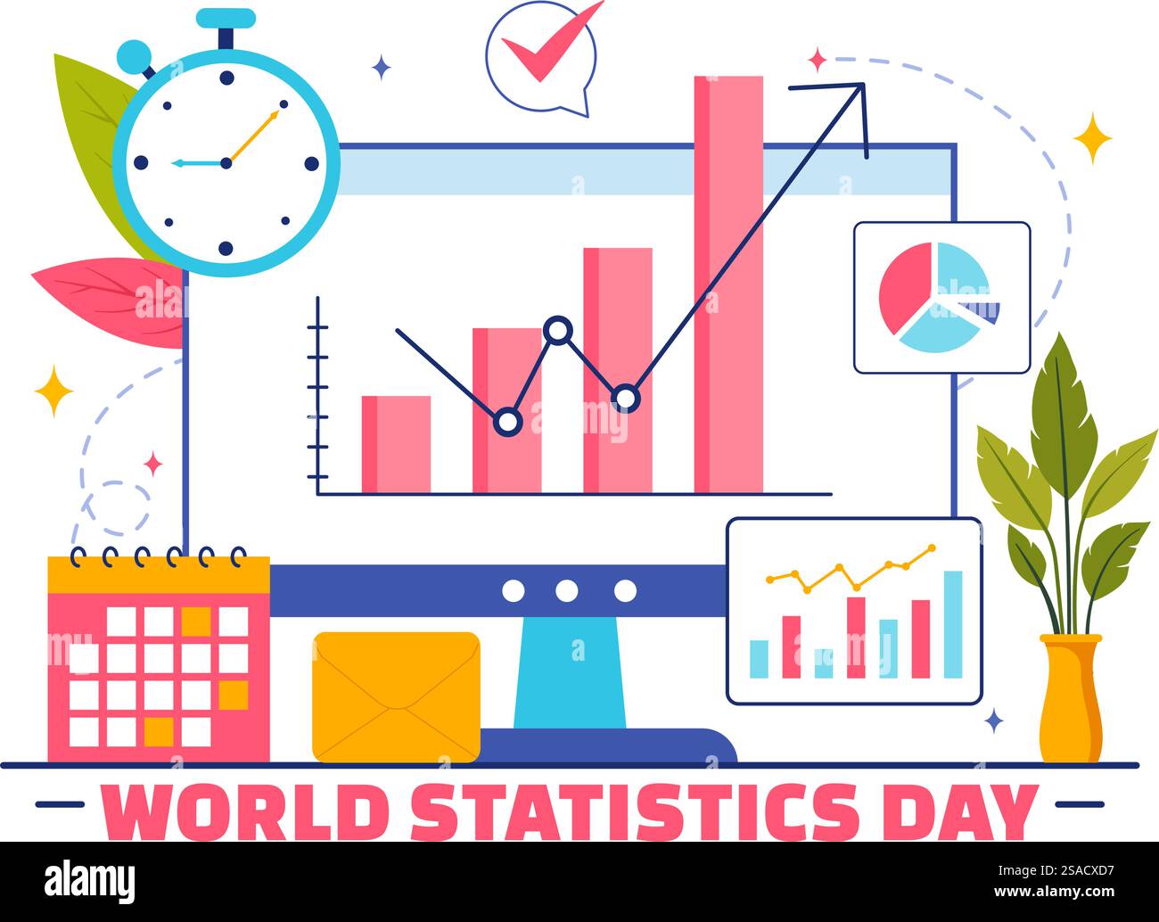 National Statistics Day Vector Illustration Featuring Data Calculation ...