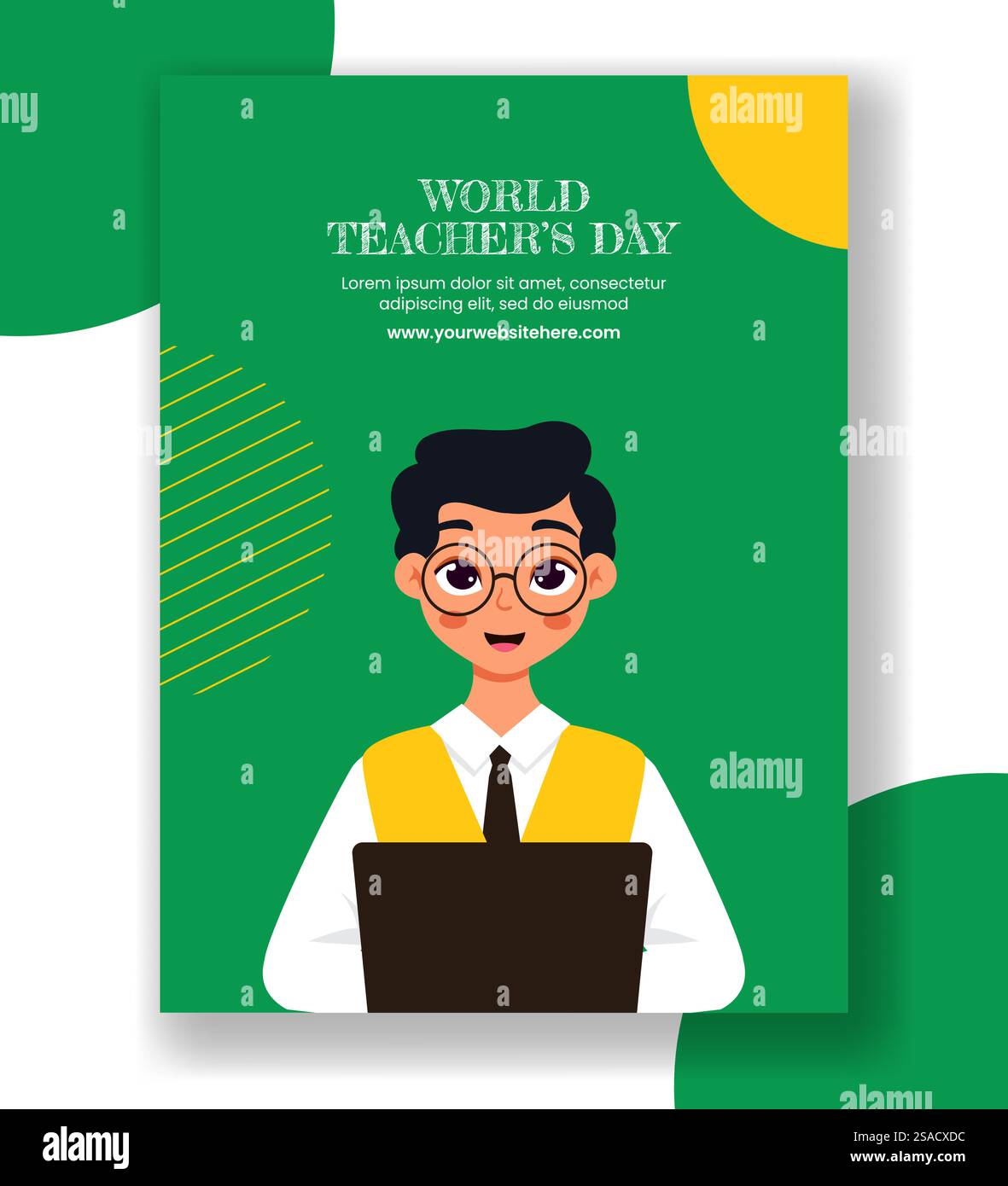 Teacher’s Day Vertical Poster Flat Cartoon Hand Drawn Templates ...
