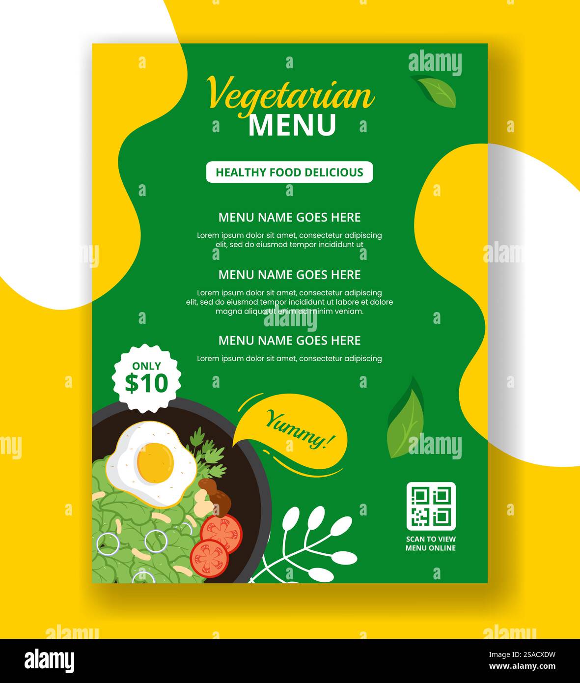Vegan Day Menu Flat Cartoon Hand Drawn Templates Background ...