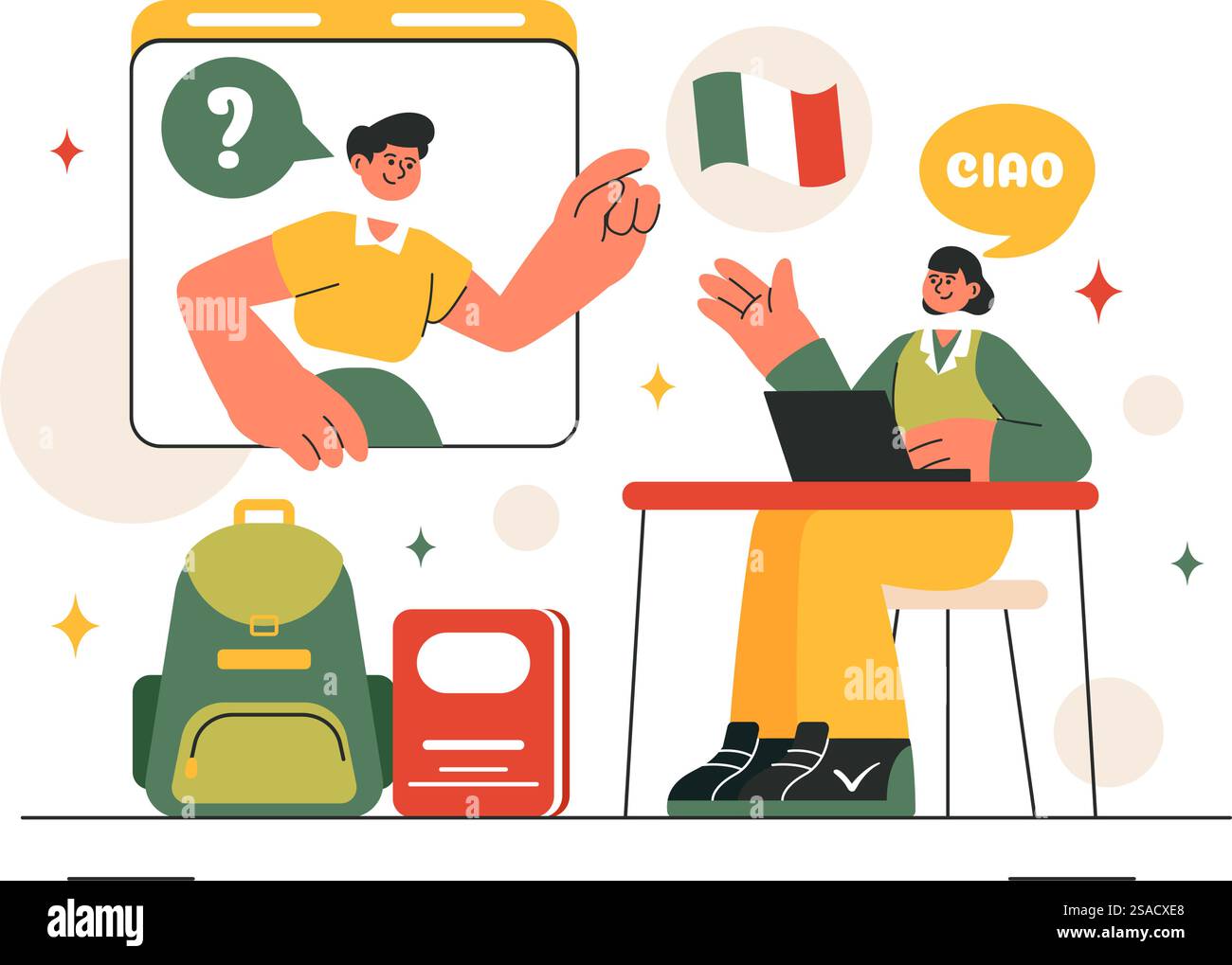 Language School Vector Illustration of Online Learning, Courses, Training Programs, and Studying ...