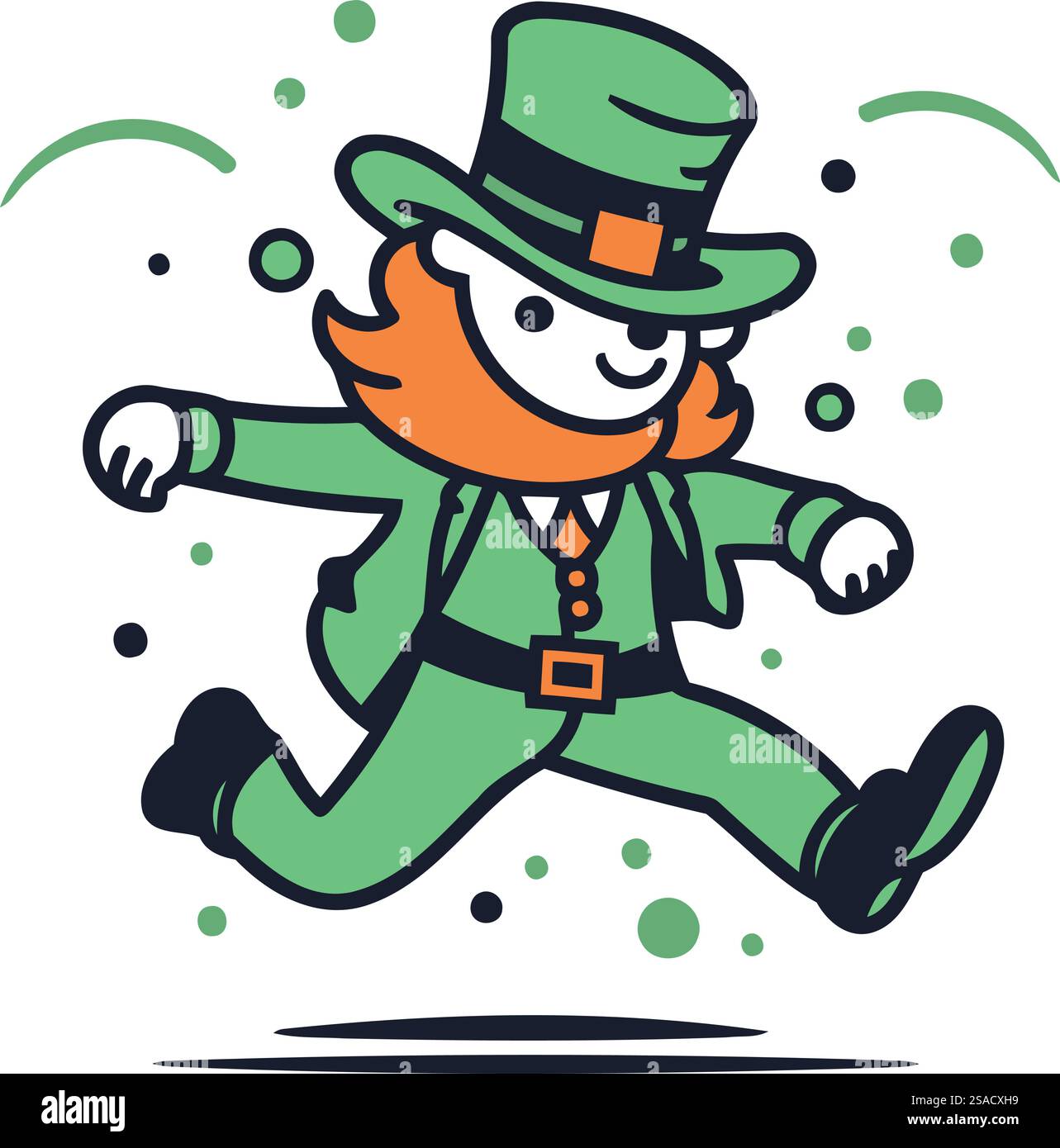 Cartoon leprechaun running. Vector illustration in flat style Stock ...
