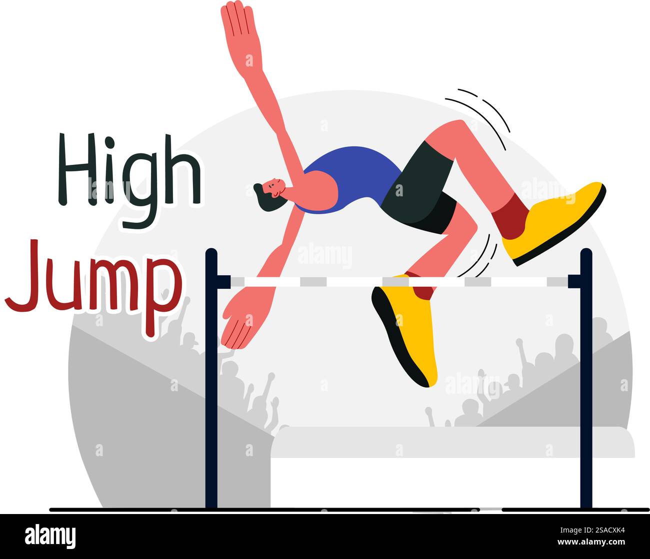 Vector Illustration of a Male Athlete Performing a High Jump, Combining ...