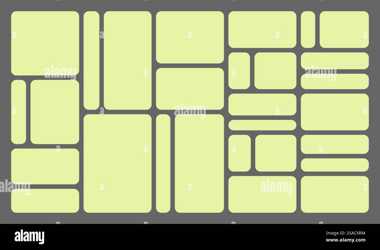 Dimensions 16x9 trendy bento grid layout style brick Ui UX templates ...