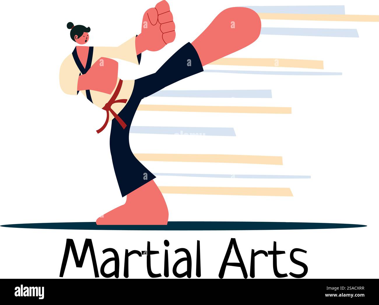 Martial Arts Vector Illustration with an Athlete Doing a High Kick ...