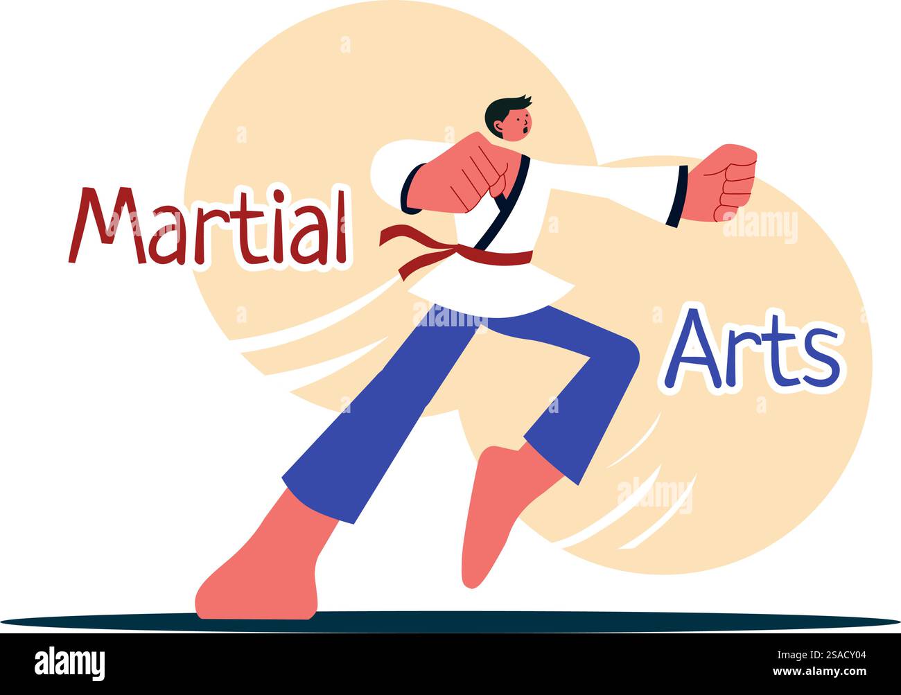 Martial Arts Vector Illustration with an Athlete Doing a High Kick ...