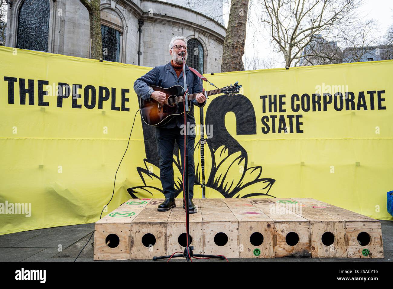 London, UK. 29th Jan, 2025. Singer Billy Bragg performs during the ...