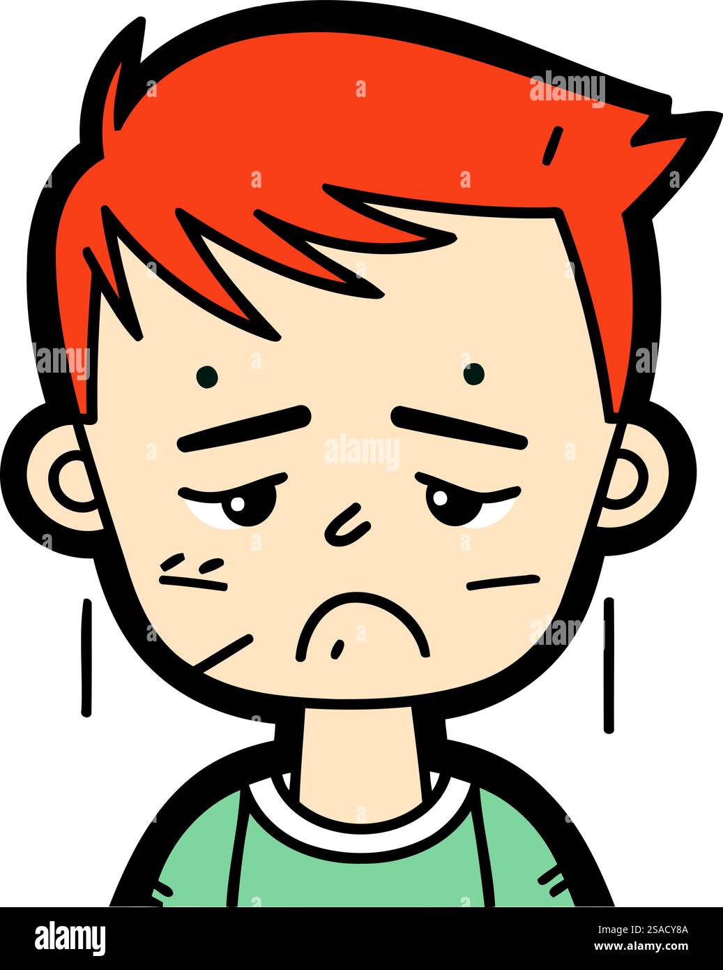 Illustration of a sad boy with facial expression. Vector illustration ...