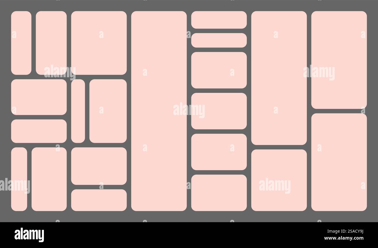 Dimensions 16x9 trendy bento grid layout style brick Ui UX templates ...