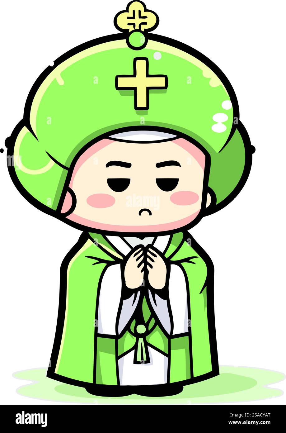 Prayer Pope Cartoon Mascot Character Vector Illustration Stock Vector ...