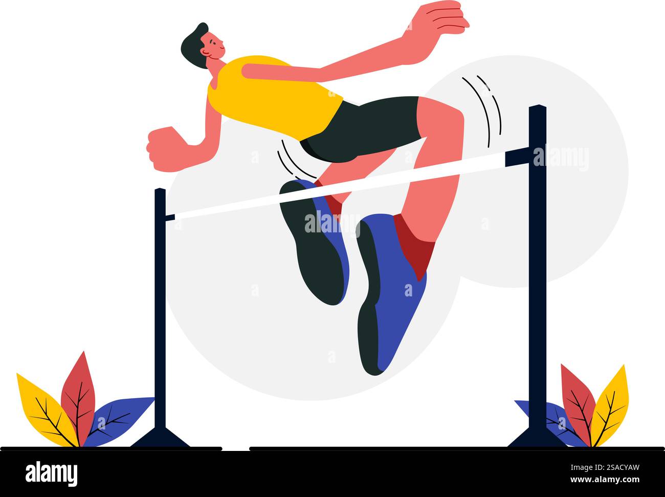 Vector Illustration of a Male Athlete Performing a High Jump, Combining ...