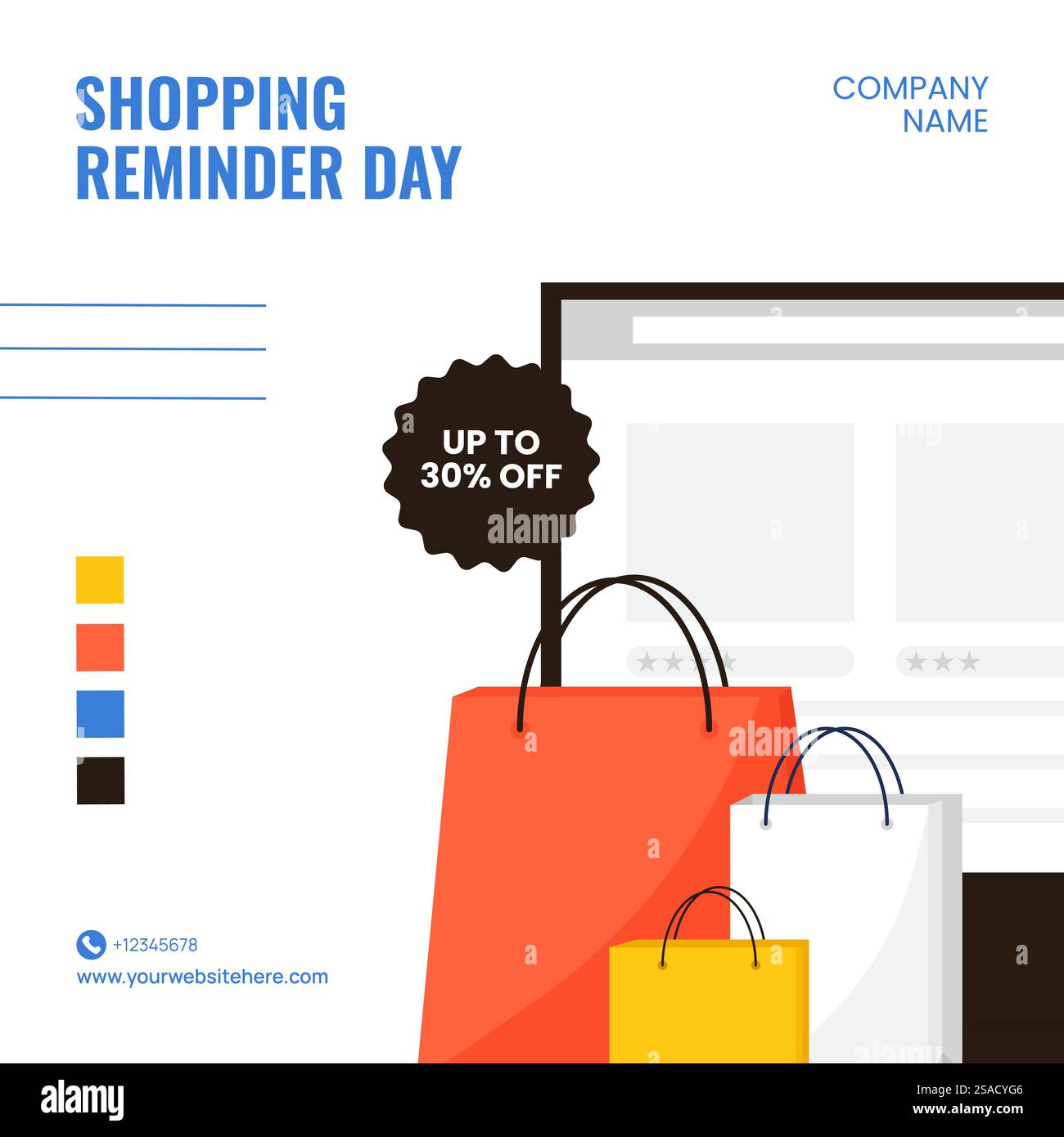 Shopping Reminder Day Social Media Illustration Flat Cartoon Hand Drawn ...